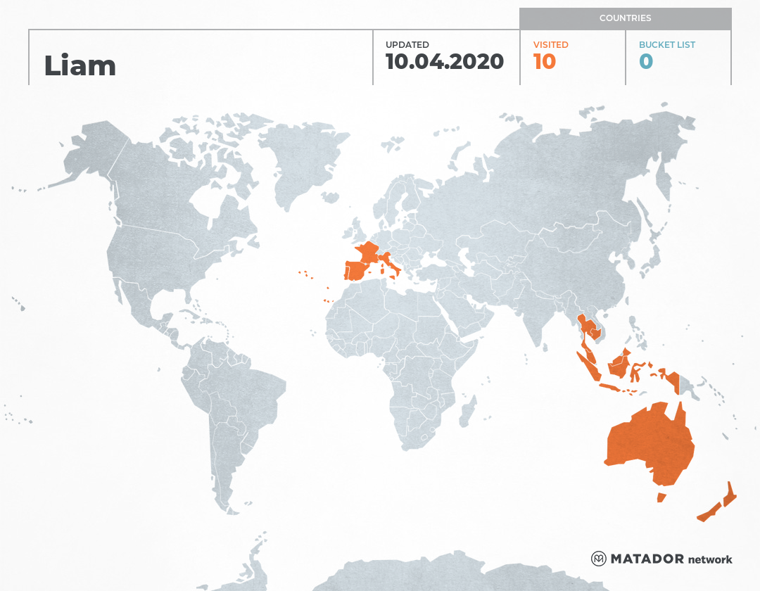 Liam’s Travel Map – Matador Network