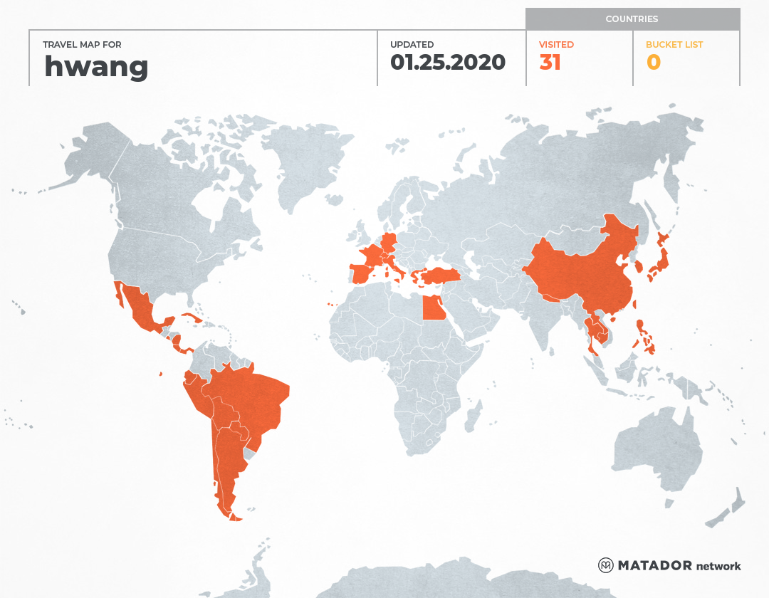 Hwang’s Travel Map – Matador Network