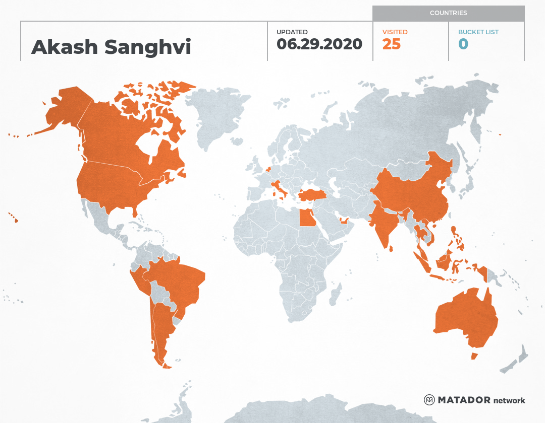 Akash Sanghvi’s Travel Map – Matador Network