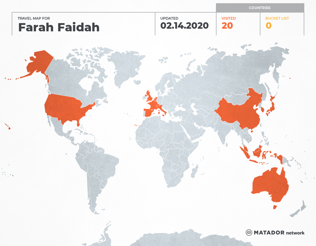 Farah Faidah’s Travel Map – Matador Network