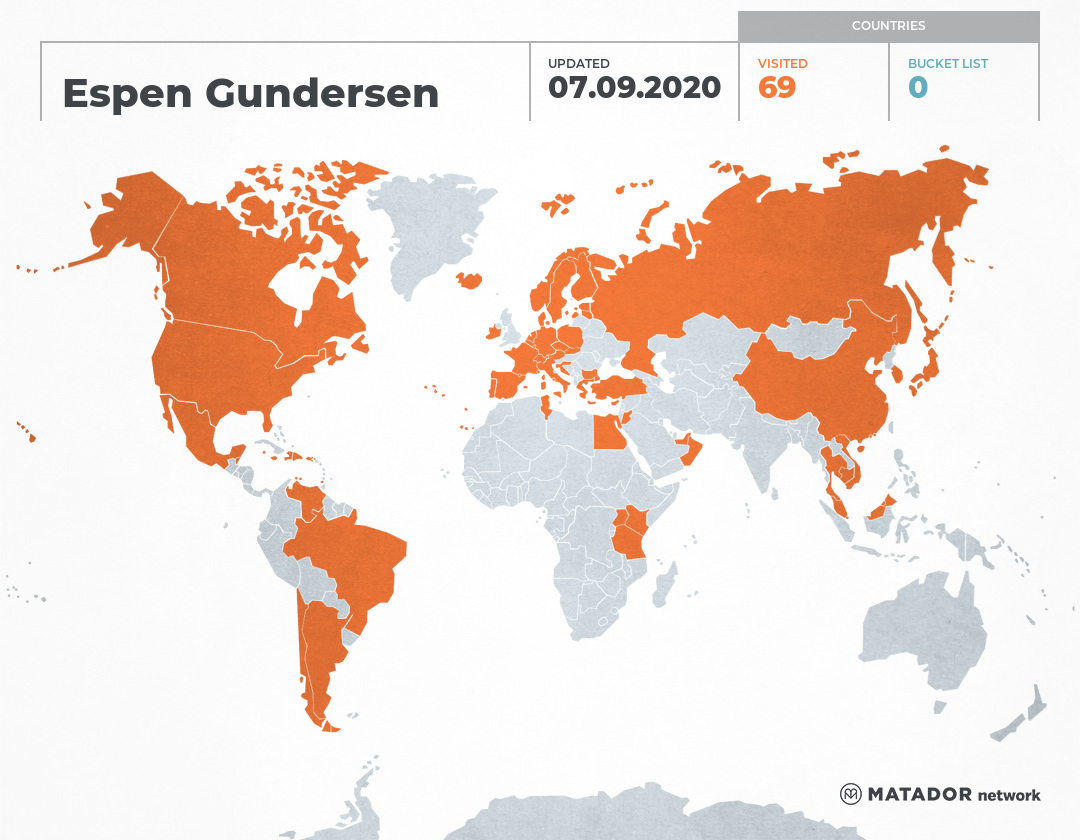 Espen Gundersen’s Travel Map – Matador Network