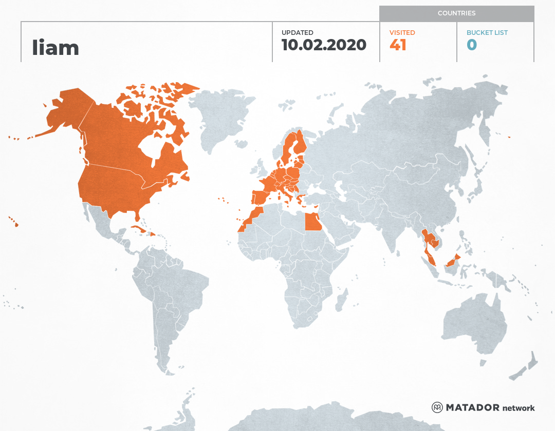 Liam’s Travel Map – Matador Network