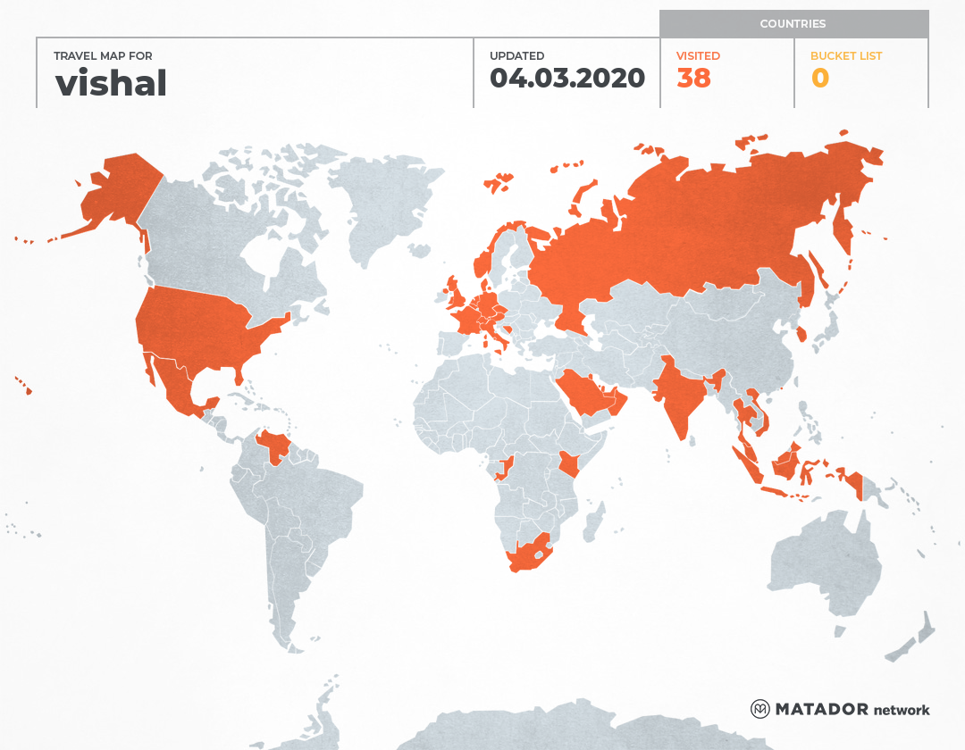 Vishal’s Travel Map – Matador Network