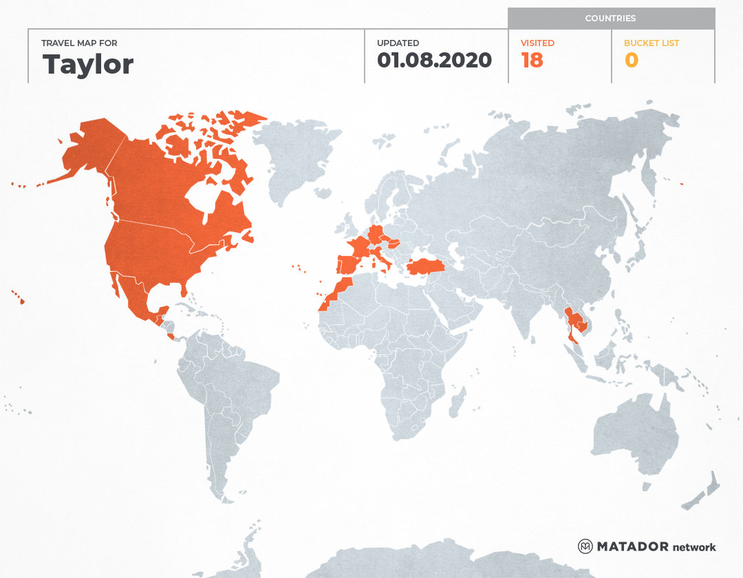 Taylor’s Travel Map – Matador Network
