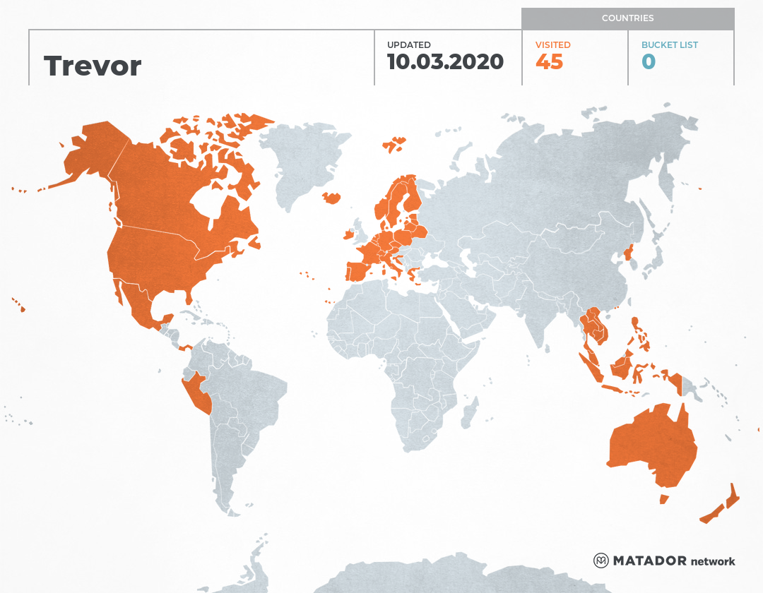 Trevor’s Travel Map – Matador Network