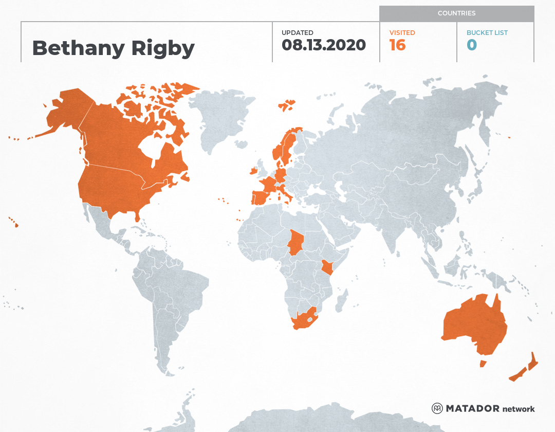 Bethany Rigby’s Travel Map – Matador Network