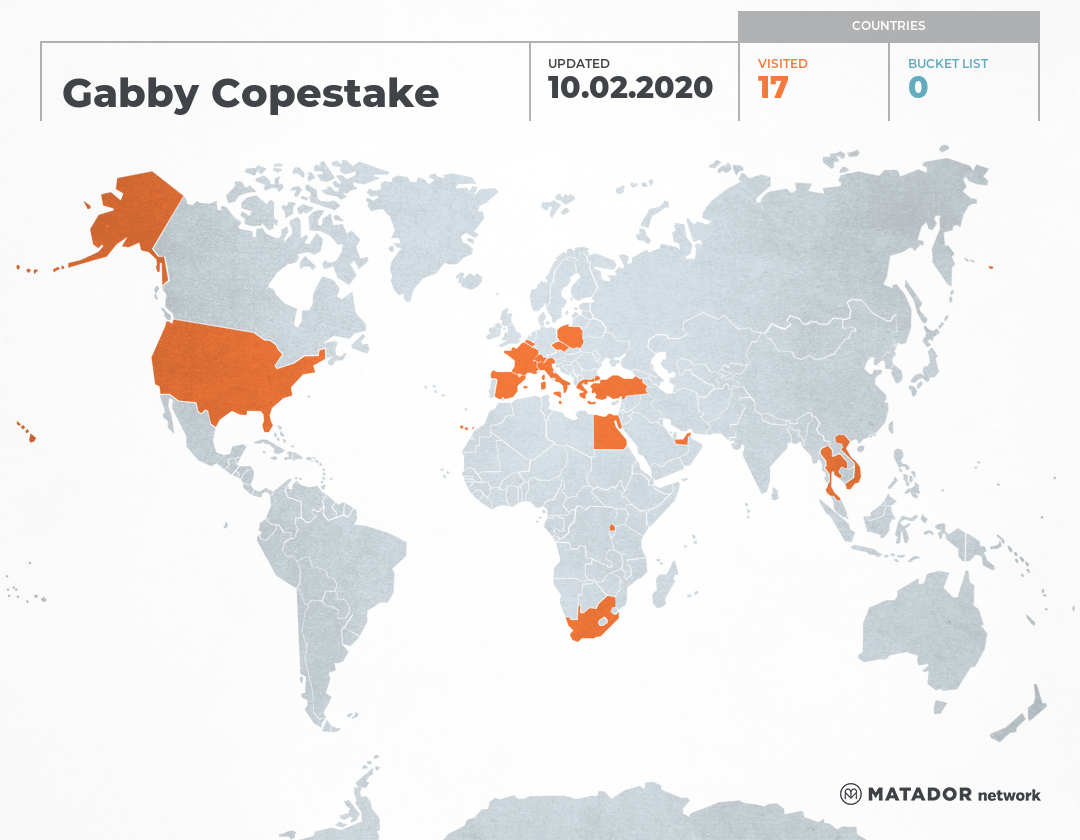 Gabby Copestake’s Travel Map – Matador Network