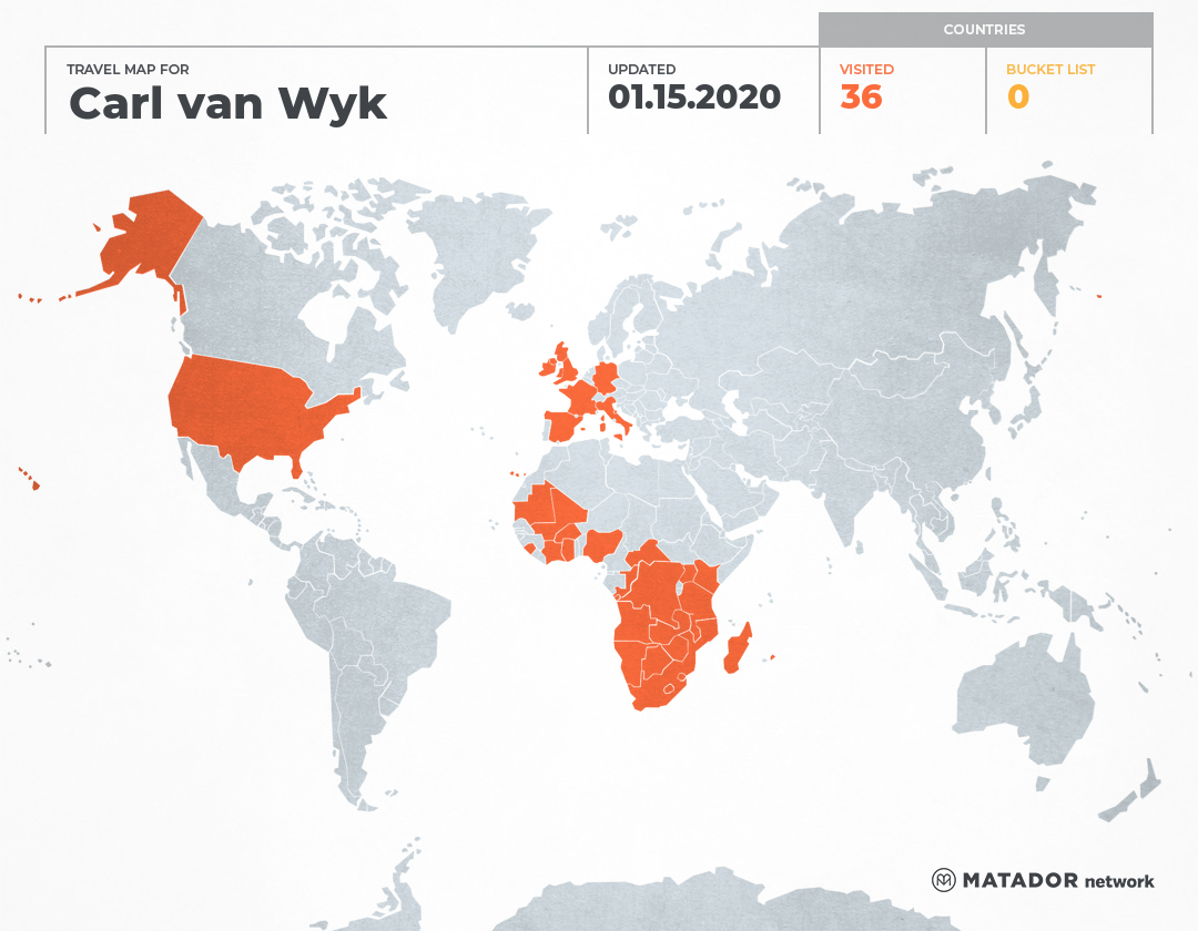 Carl Van Wyk’s Travel Map – Matador Network