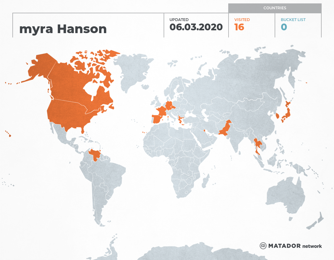 Myra Hanson’s Travel Map – Matador Network