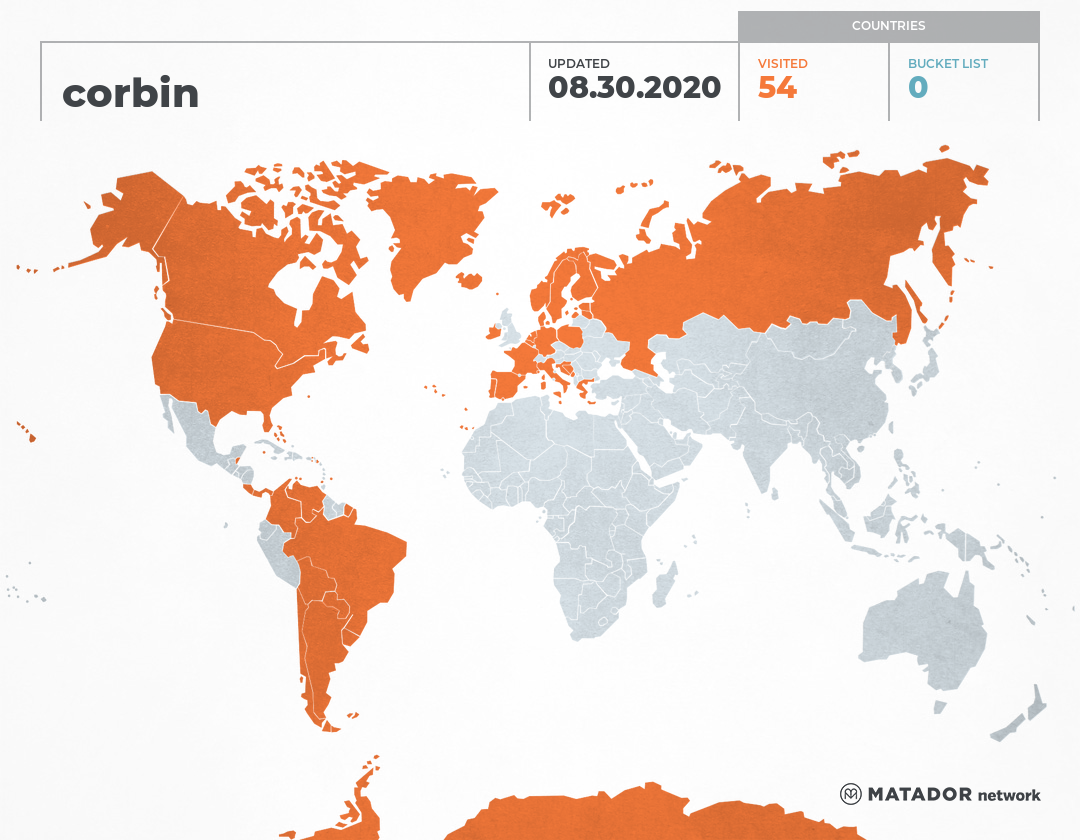 Corbin’s Travel Map – Matador Network