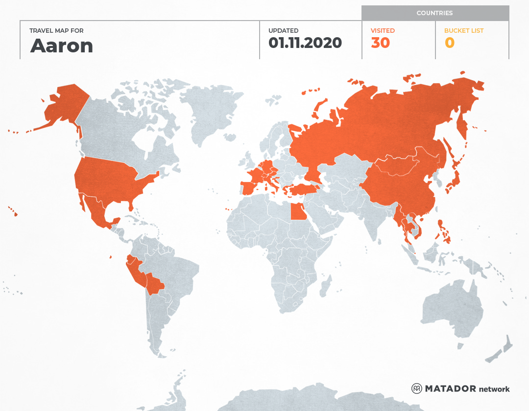 Aaron’s Travel Map – Matador Network