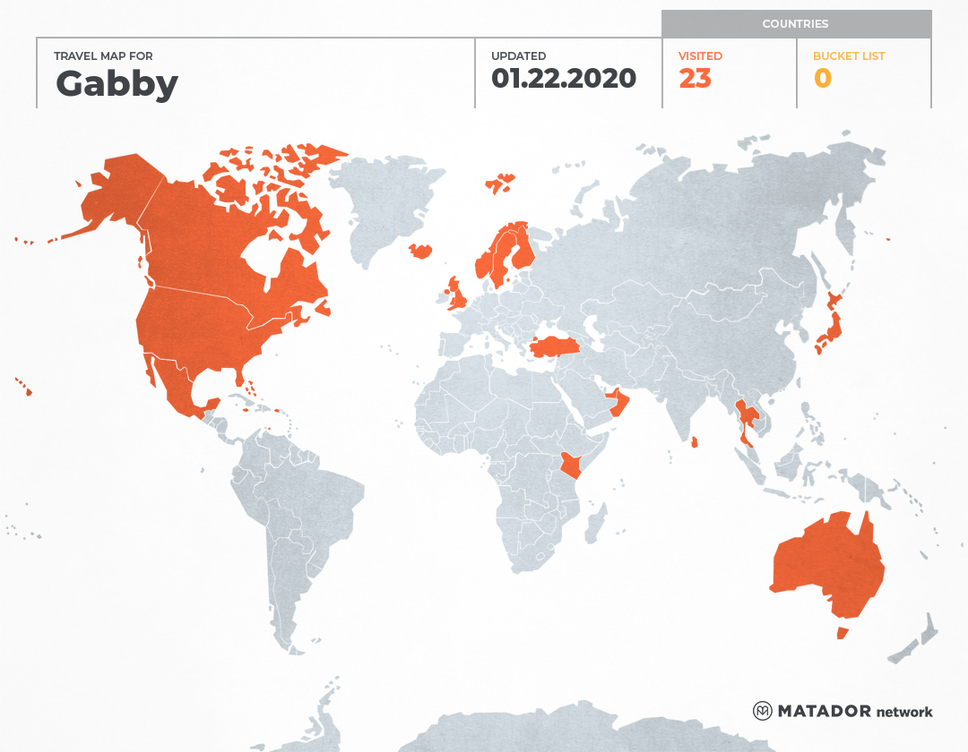 Gabby’s Travel Map – Matador Network