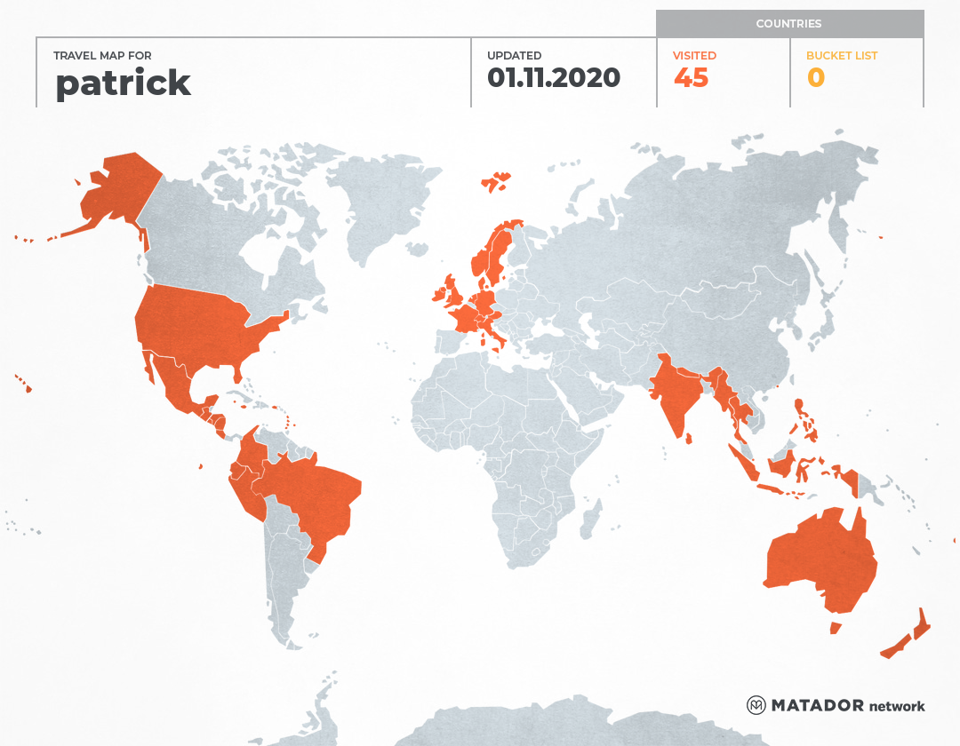 Patrick’s Travel Map – Matador Network