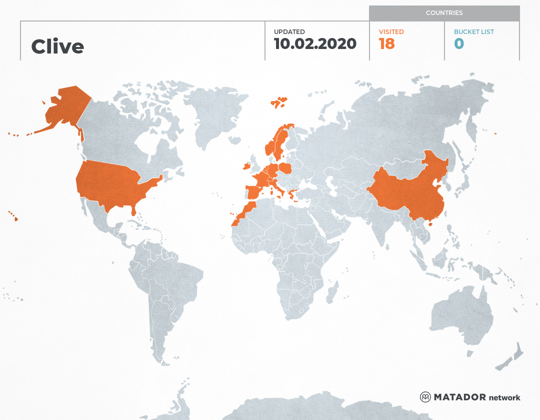 Clive’s Travel Map – Matador Network