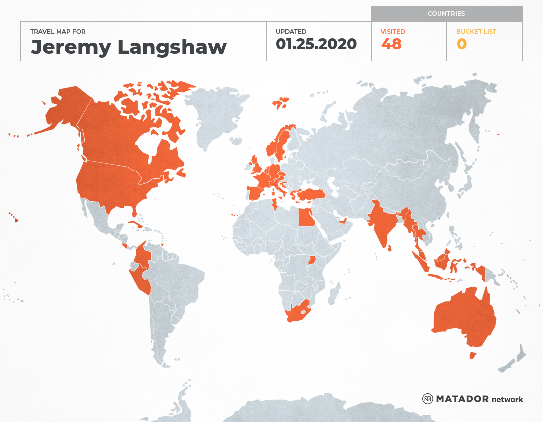 Jeremy Langshaw’s Travel Map – Matador Network