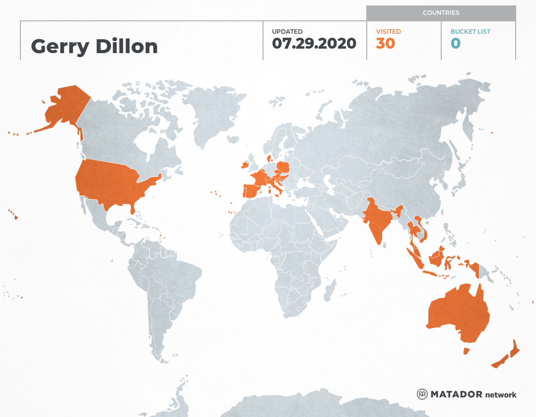Gerry Dillon’s Travel Map – Matador Network