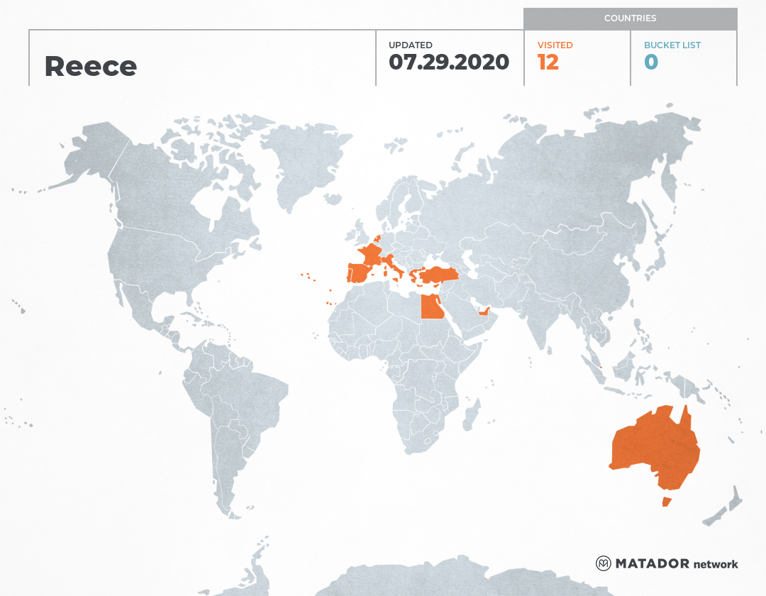 Reece’s Travel Map – Matador Network