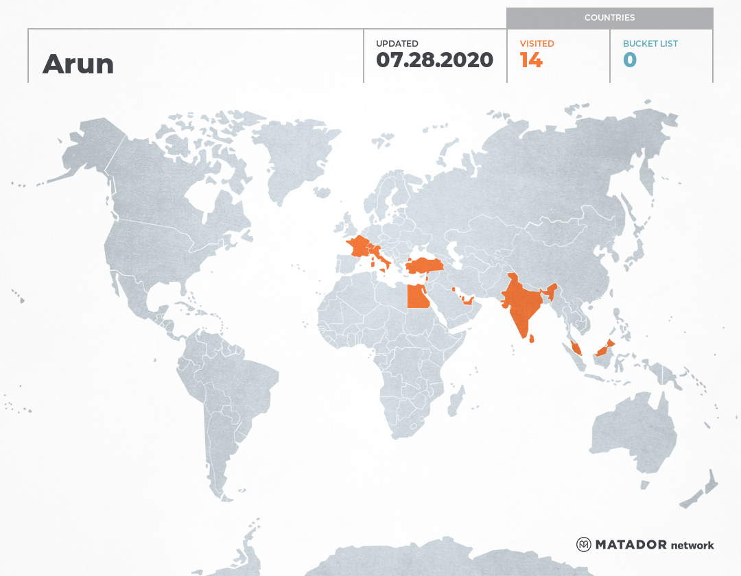 Arun’s Travel Map – Matador Network
