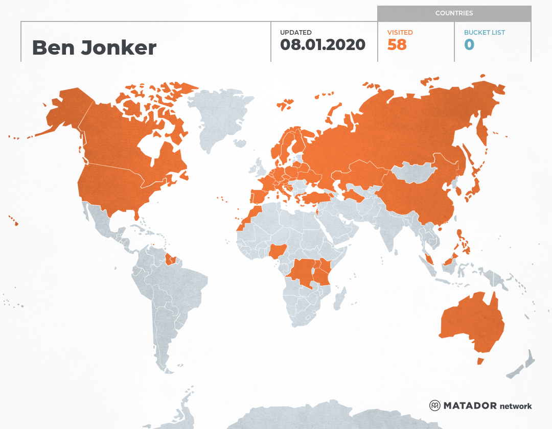 Ben Jonker’s Travel Map – Matador Network