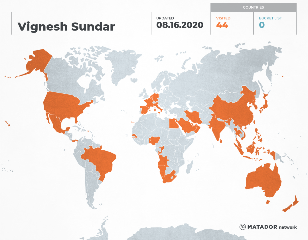 Vignesh Sundar’s Travel Map – Matador Network