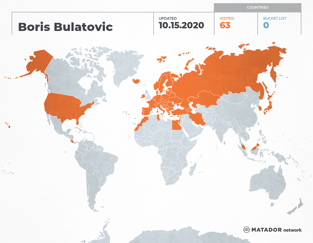 Boris Bulatovic’s Travel Map – Matador Network