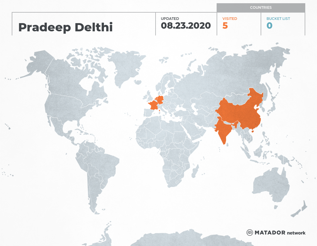 Pradeep Delthi’s Travel Map – Matador Network