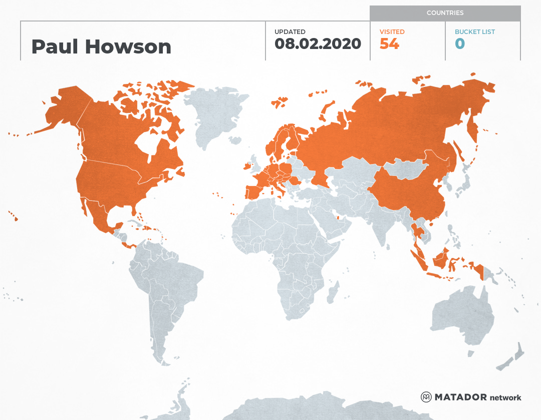 Paul Howson’s Travel Map – Matador Network