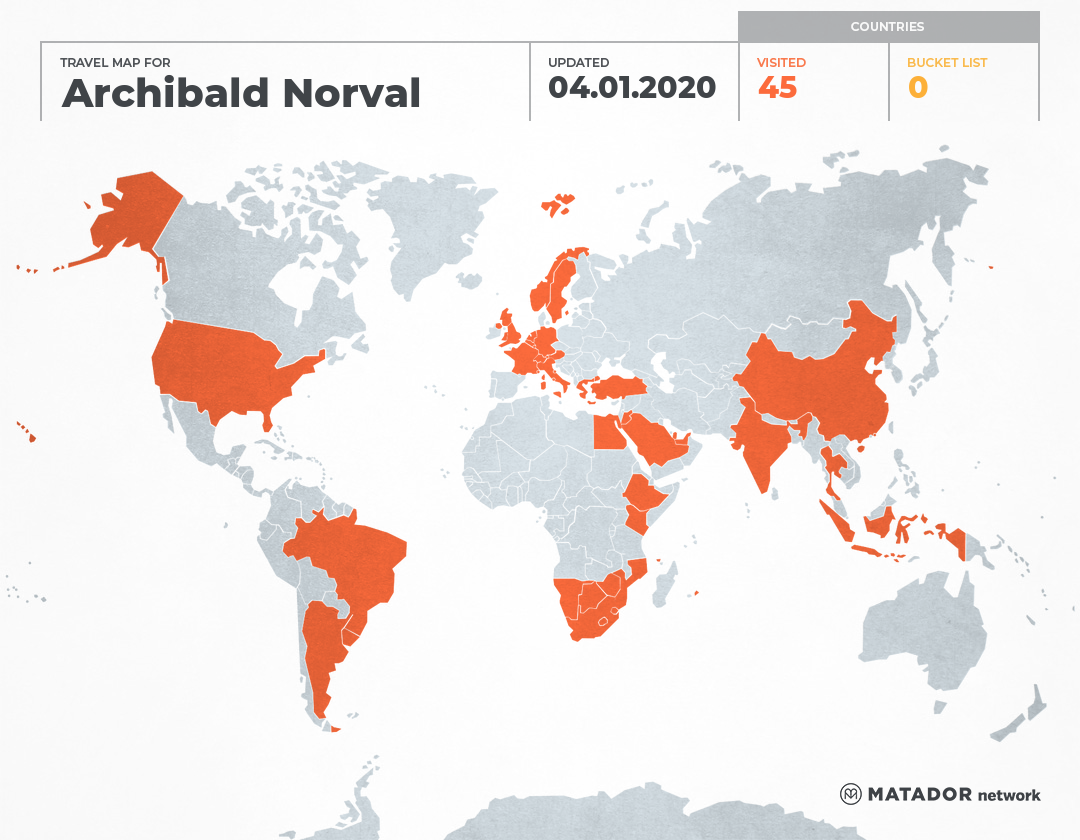 Archibald Norval’s Travel Map – Matador Network