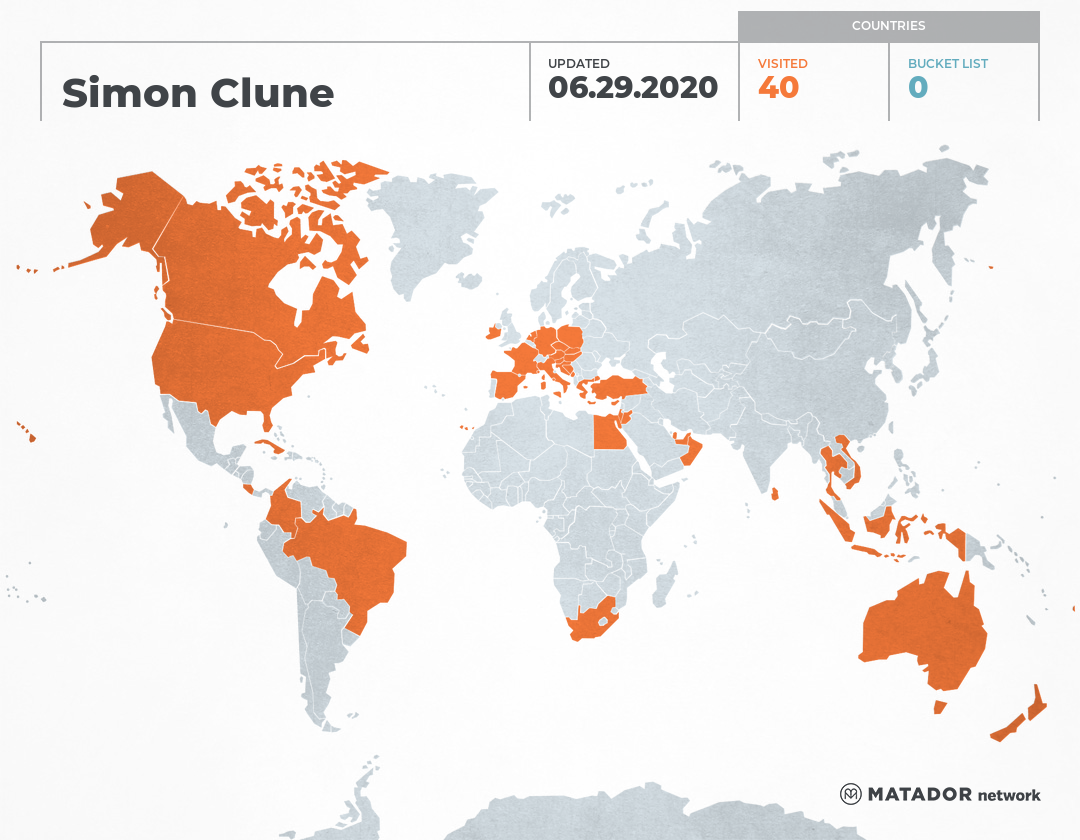 Simon Clune’s Travel Map – Matador Network