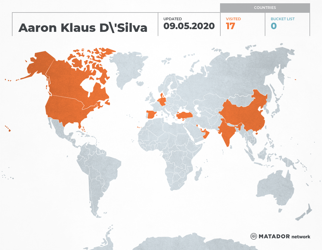 Aaron Klaus D\’Silva’s Travel Map – Matador Network