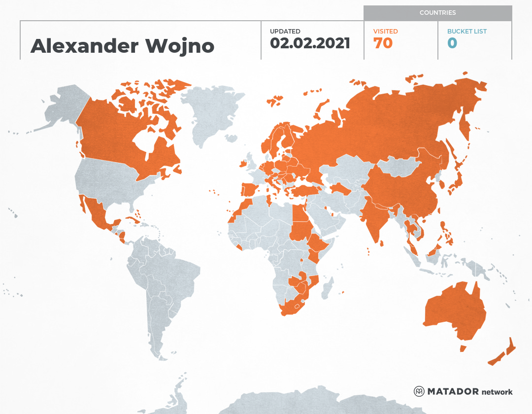 Alexander Wojno’s Travel Map – Matador Network