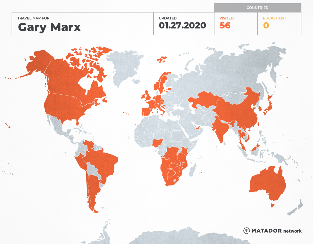 Gary Marx’s Travel Map – Matador Network