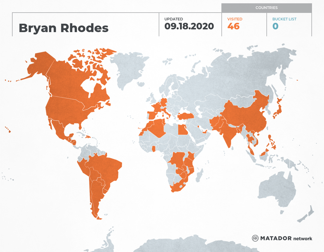 Bryan Rhodes’s Travel Map – Matador Network