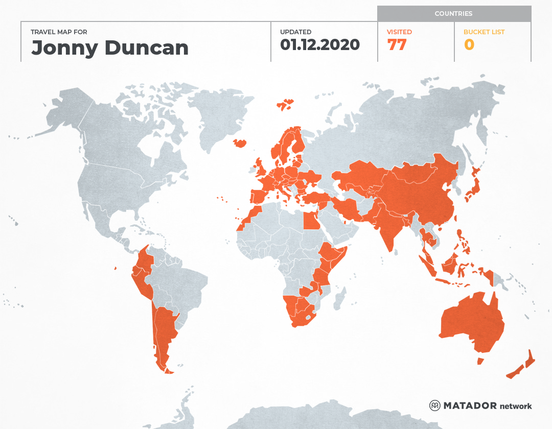 Jonny Duncan’s Travel Map – Matador Network