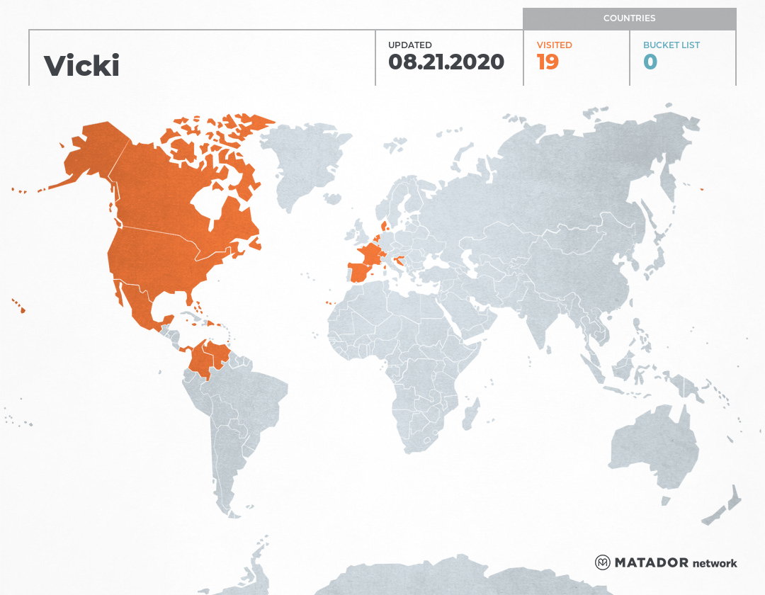 Vicki’s Travel Map – Matador Network