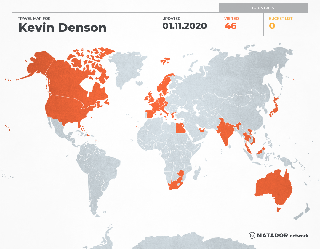 Kevin Denson’s Travel Map – Matador Network