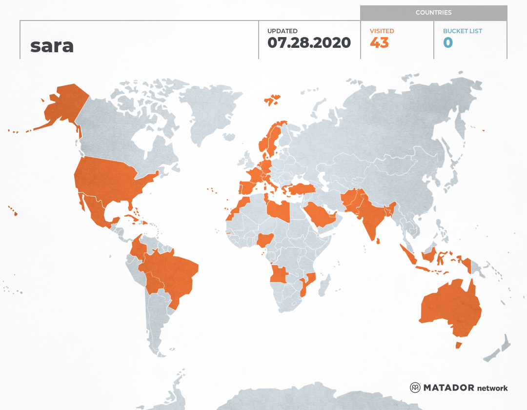 Sara’s Travel Map – Matador Network