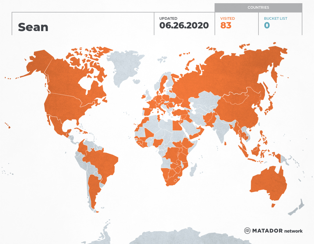 Sean’s Travel Map – Matador Network