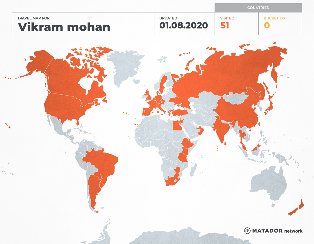 Vikram Mohan’s Travel Map – Matador Network