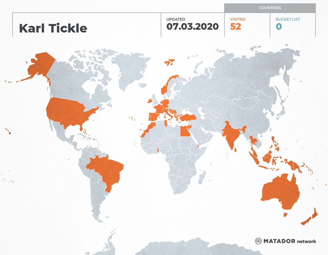 Karl Tickle’s Travel Map – Matador Network