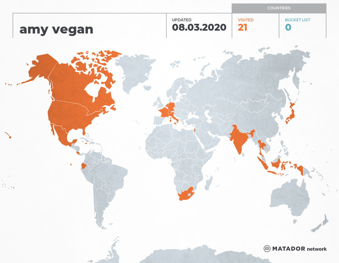 Amy Vegan’s Travel Map – Matador Network