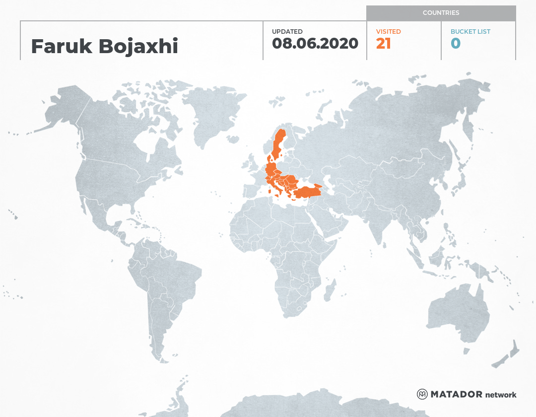 Faruk Bojaxhi’s Travel Map – Matador Network