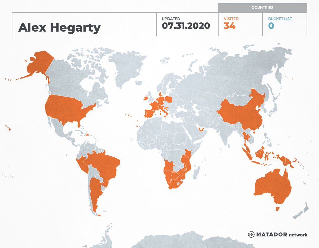 Alex Hegarty’s Travel Map – Matador Network