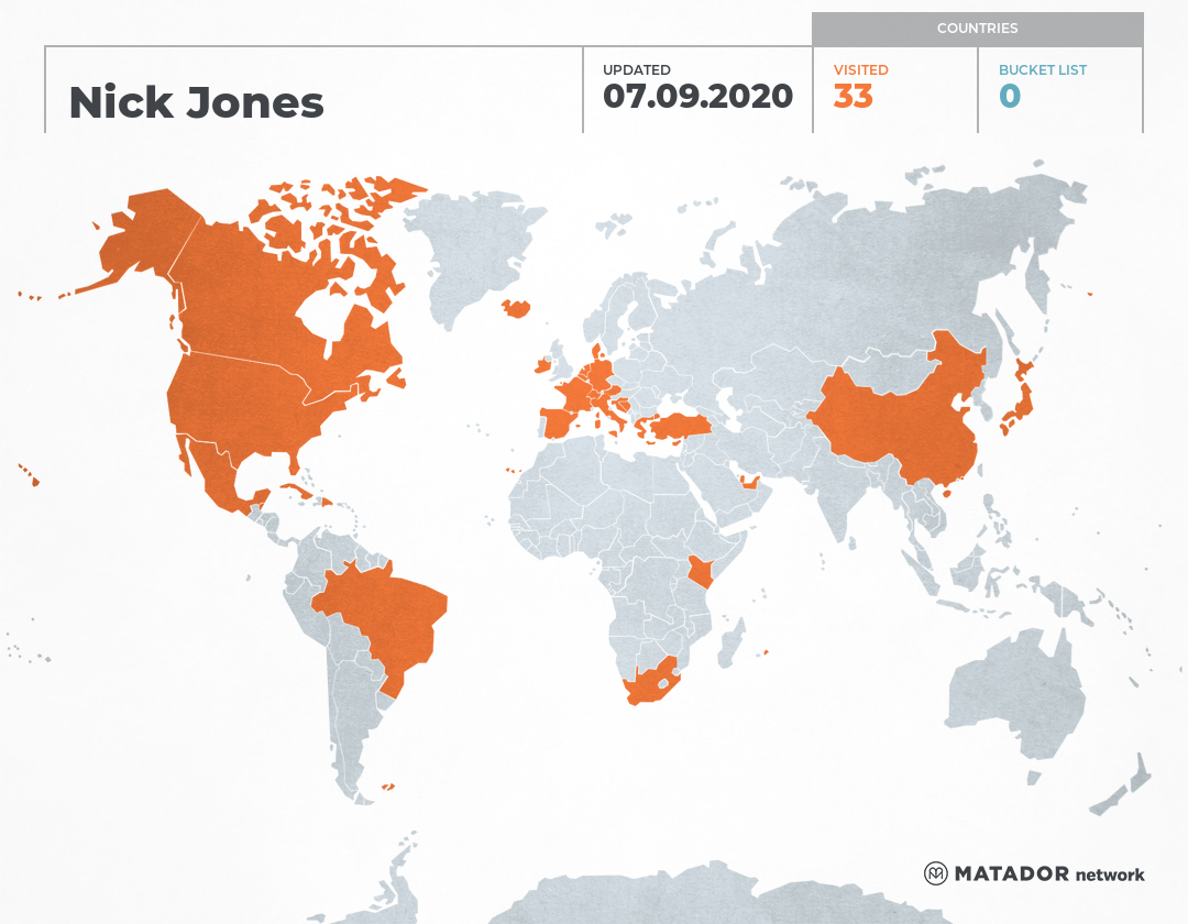 Nick Jones’s Travel Map – Matador Network