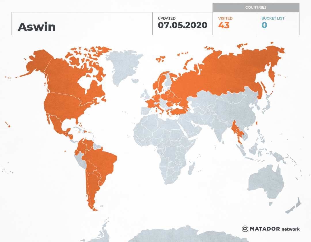 Aswin’s Travel Map – Matador Network