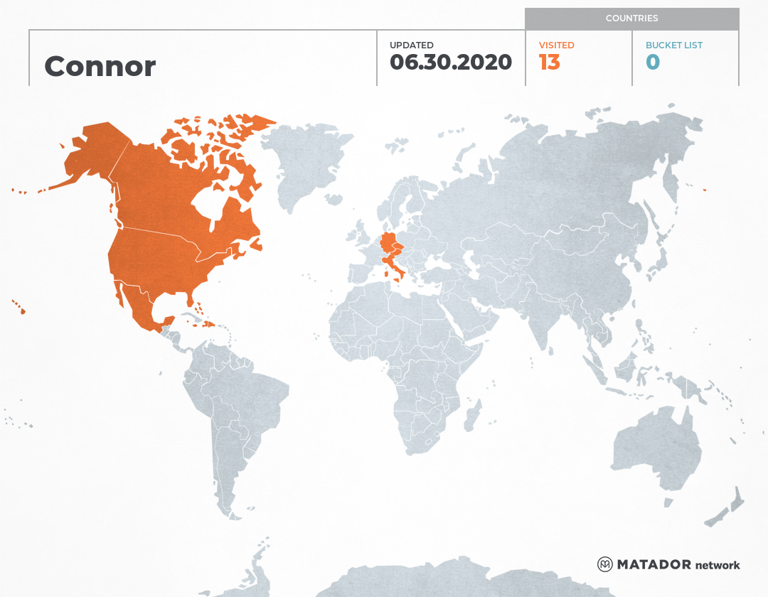 Connor’s Travel Map – Matador Network