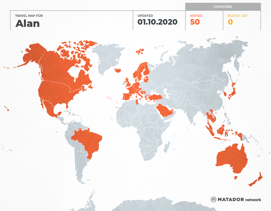 Alan’s Travel Map – Matador Network