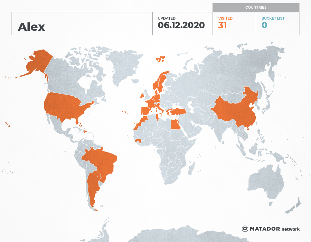 Alex’s Travel Map – Matador Network