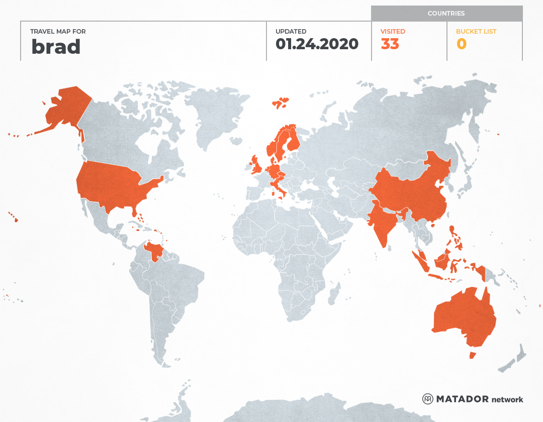 Brad’s Travel Map – Matador Network