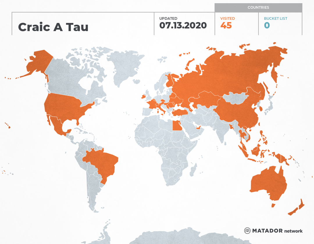 Craic A Tau’s Travel Map – Matador Network
